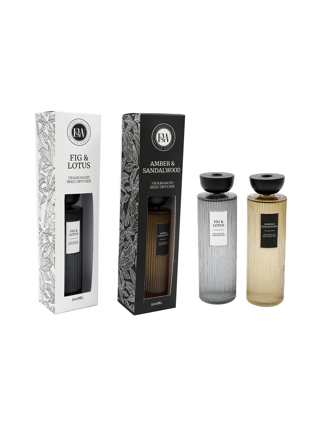 Elizabeth Williams Large Ribbed Glass 500ml Reed Diffuser - Choose Sce ...